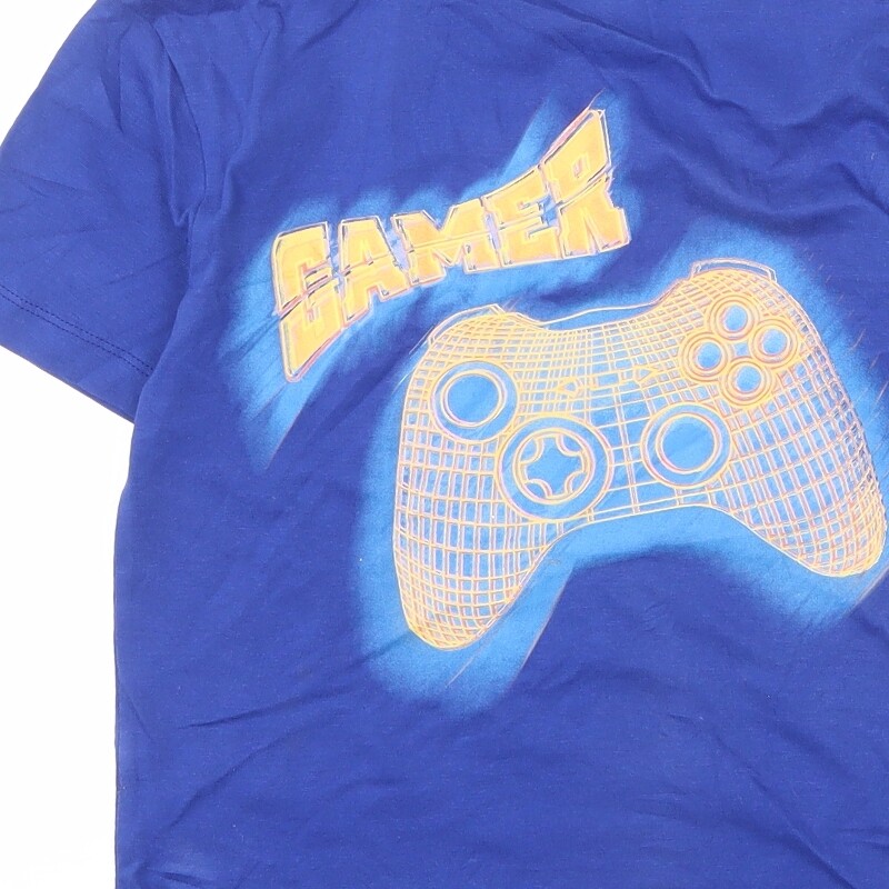 Marks and Spencer Boys Blue Cotton Basic T-Shirt Size 6-7 Years Round ...