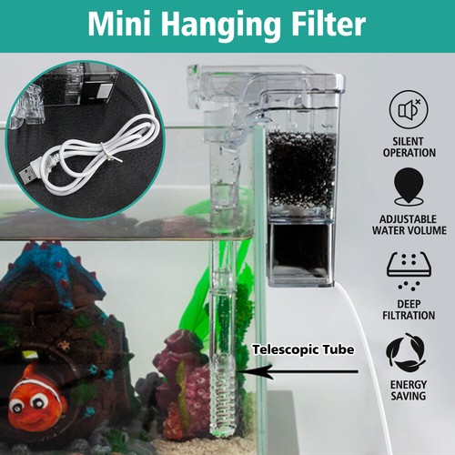 Aquarium Fish Tank Mini Waterfall Hang On External Oxygen Pump Water ...