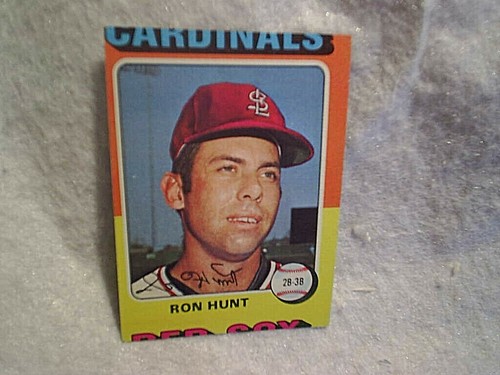 1975 RON HUNT TOPPS MISCUT BASEBALL CARD #610,St.Louis Cardinals,hit by ...