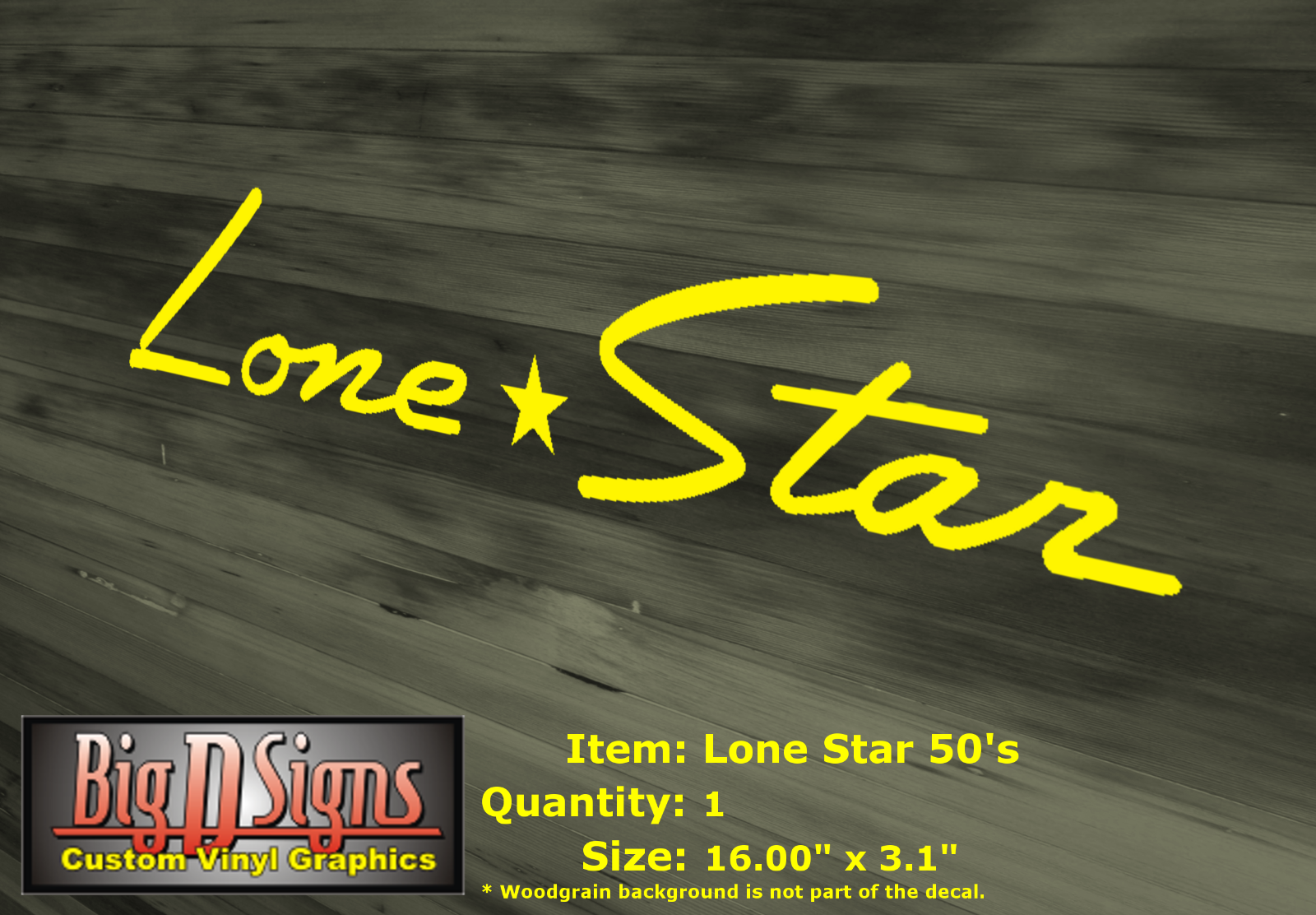 One Lone Star Boat Vinyl Decal Text 16.0" x 3.1" 50's Vintage Replica ...