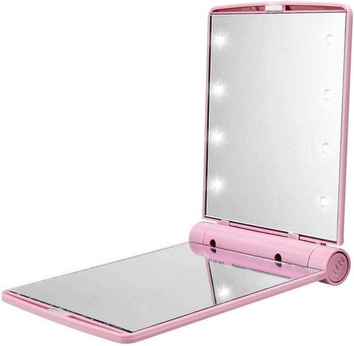 LED Compact Mirror for Women,Small Lighted 4"L x 3"W, Pink | eBay