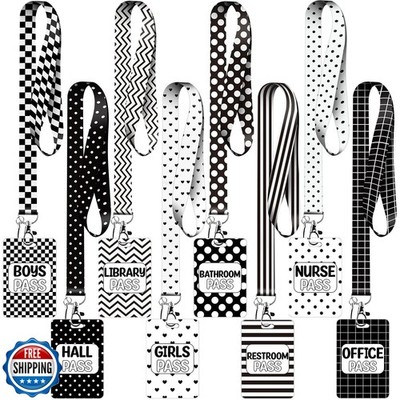 Teling 8 Sets Hall Pass Lanyards and School Passes Set Unbreakable PVC ...