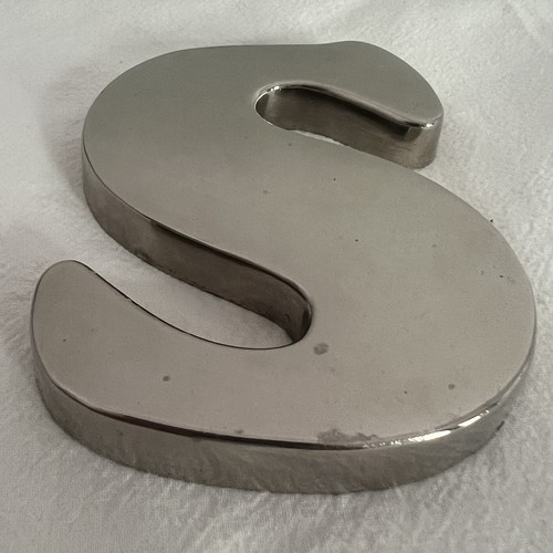Vintage S Paperweight Solid Metal Letter Initial Wall Decor Silver Tone ...