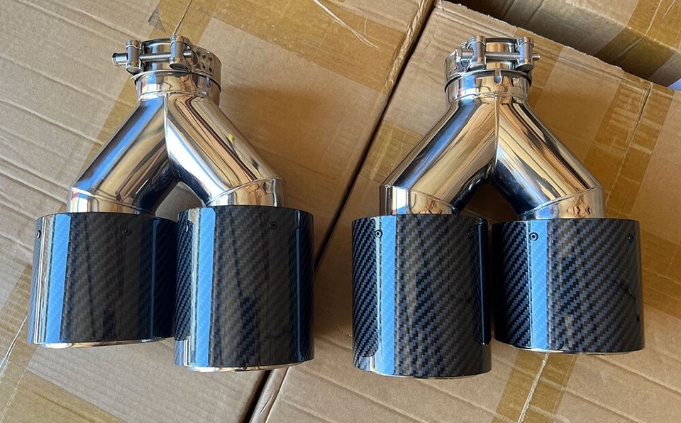 Wet Carbon Fiber Stainless Steel Quad Exhaust Tips for FOR BMW G20 G22 ...