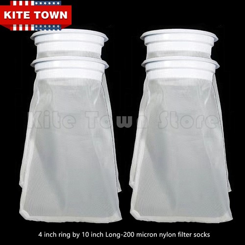 10" Nylon Filter Socks 200 Micron 4" ring for Aquarium Fish Tank ...