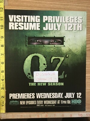 OZ HBO TV Show 2000 Print Advertisement: Solitary Confinement Door ...