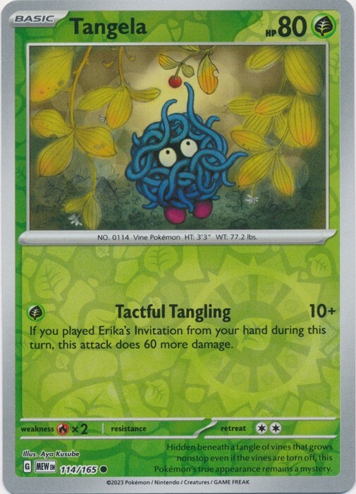 Reverse Holo Tangela - 114/165 Common Scarlet and Violet 151 Pokemon ...