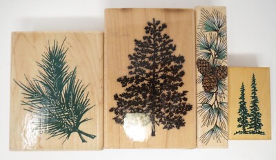 4 Rubber Stamps Pine Trees Comotion, Hero Arts, Tom Accardi, Posh ...