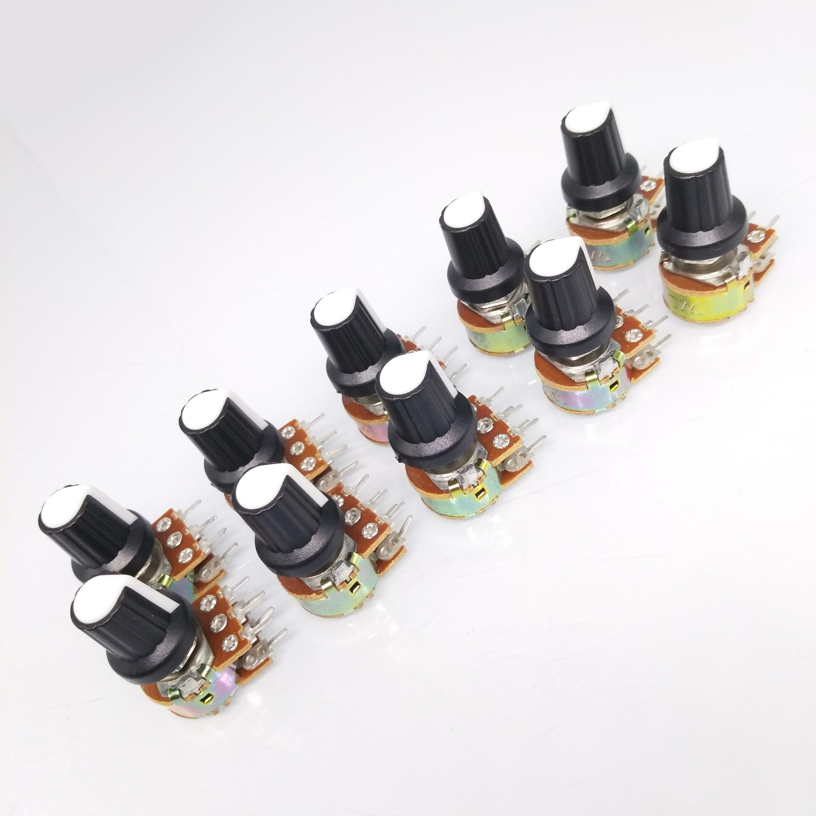 10 Units 10K B10K OHM Linear Taper Rotary Dual Potentiometer POT White ...