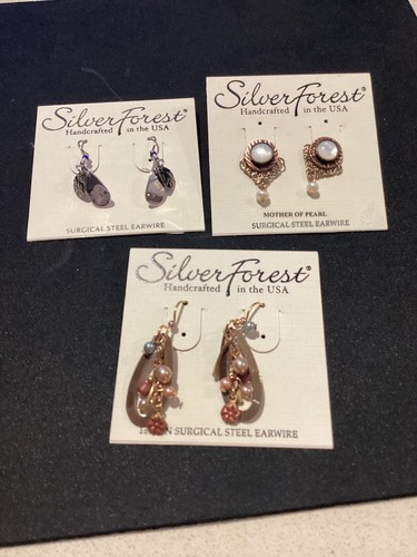 3 Pairs Silver Forest Earrinngs New | eBay