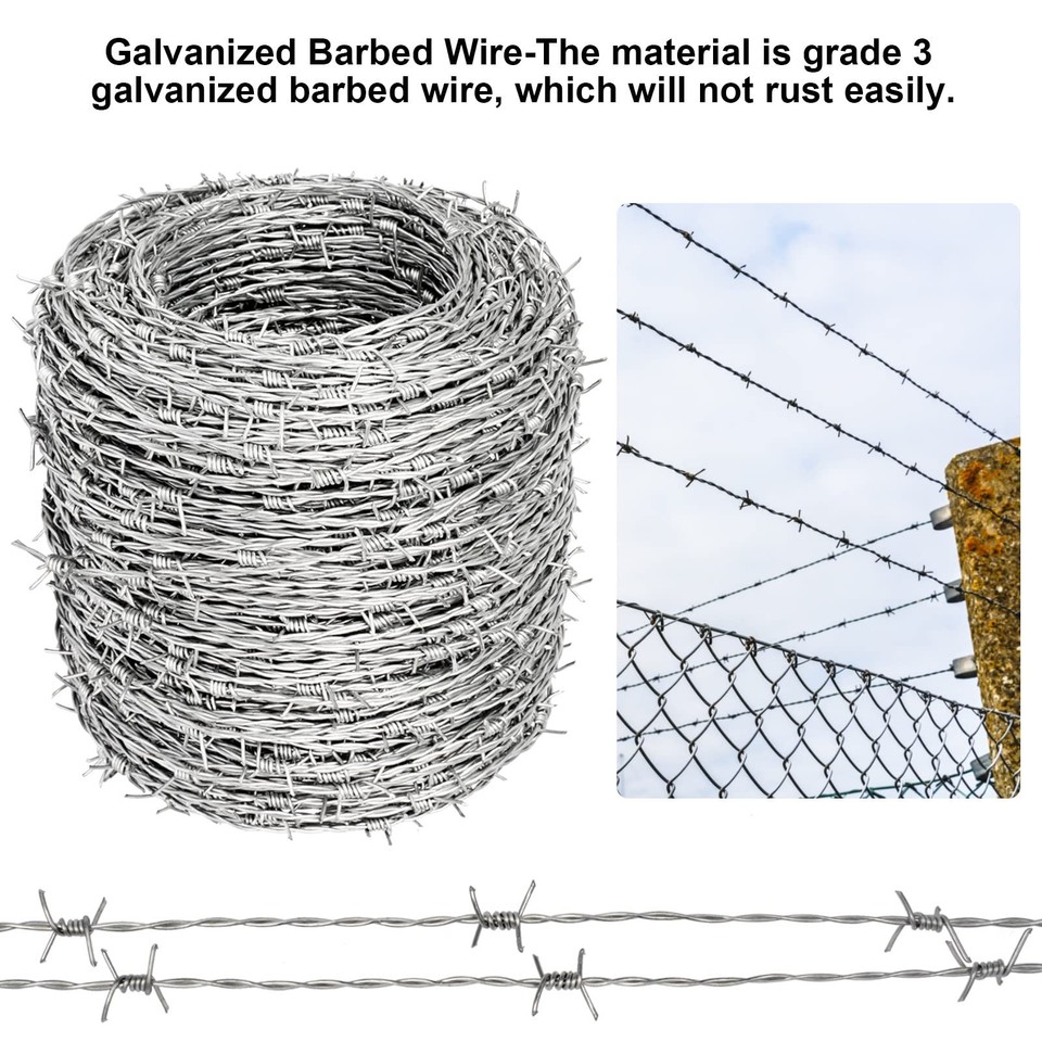 Real Barbed Wire, 1320FT, 4 Point Barbed Wire Roll 18 Gauge, Fence ...