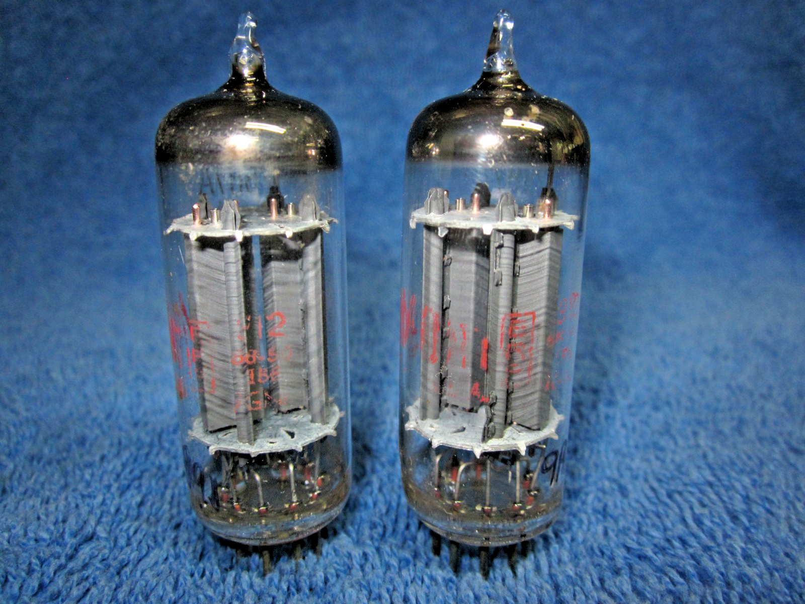 Matched Pair Sylvania 12BH7A Long Gray Plates Halo Getter Tubes 12BH7 ...