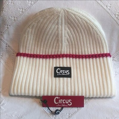 Beanie Knit Hat Circus by Sam Edelman Contrast Trim Cream Pink Back To ...