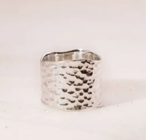 925 Sterling Silver Heavy Band Ring Hammered Wide Cuff Ring Baho Ring For Woman | eBay