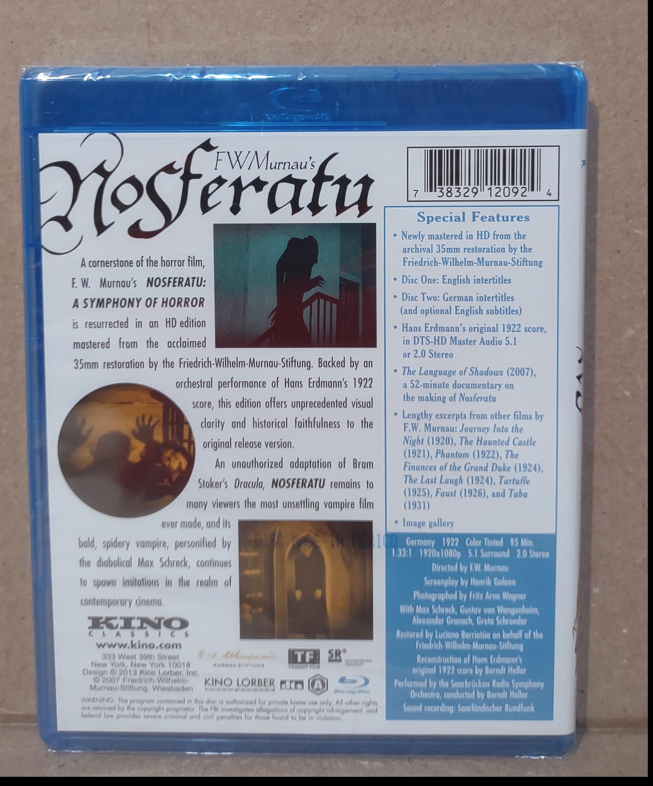 NEW - Nosferatu Blu-ray 1922 [Kino Lorber] Max Schreck 738329120924| eBay