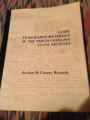 Guide To The Research Materials In The North Carolina State Archives | eBay