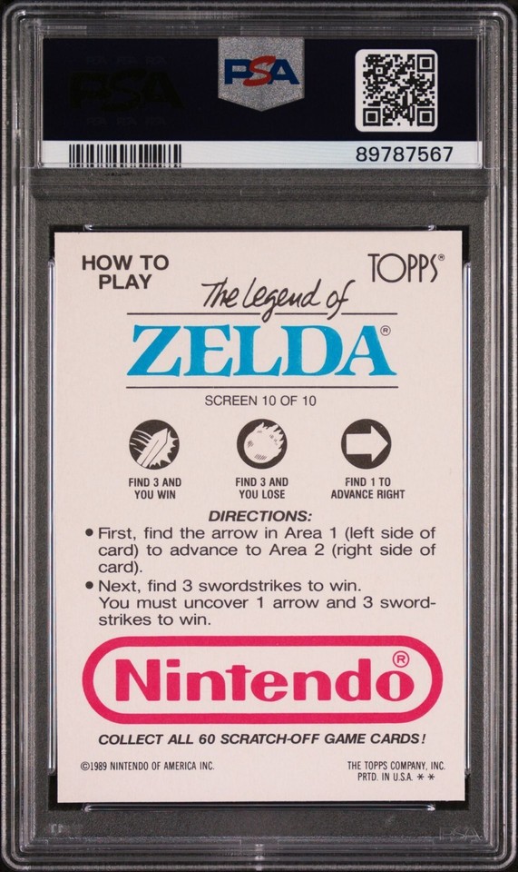 1989 Topps Nintendo Scratch-Off The Legend Of Zelda PSA 10 Screen #10 ...