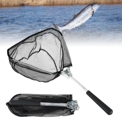 Foldable Fishing Landing Net Mesh Fish Catch Tool Pole Folding Handle ...