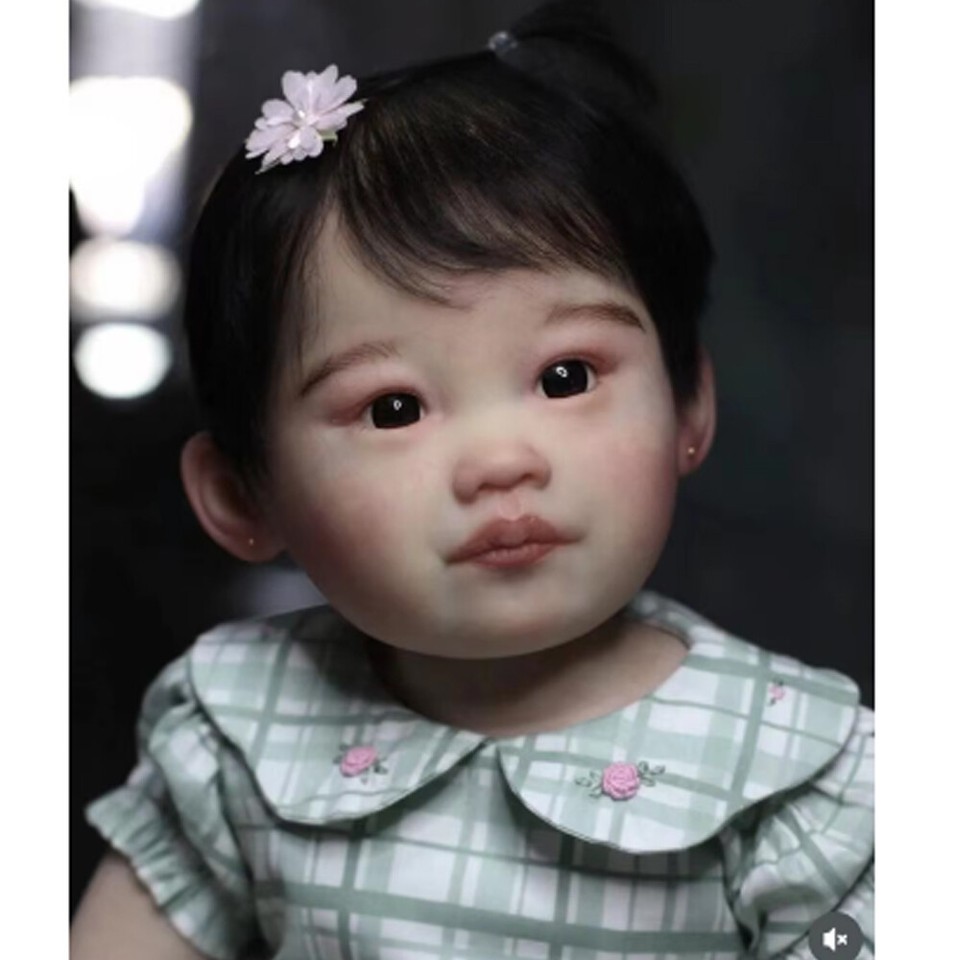 30in Lifelike Finished Reborn Baby Doll Hand-Rooted Hair Toddler Cute ...