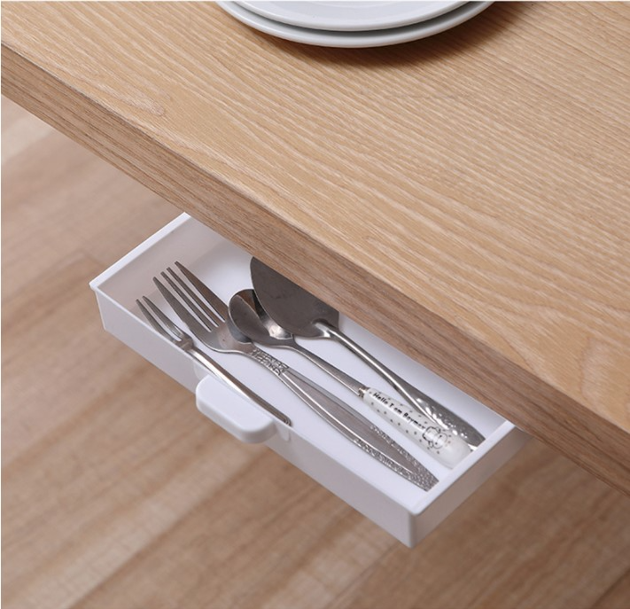 Under Desk Drawer Organizer invisible self-Adhesive Stationary storage ...