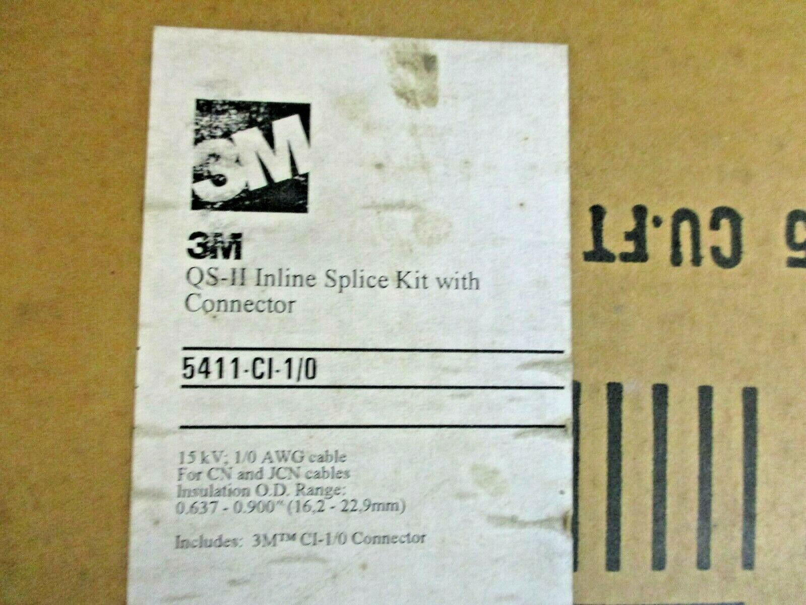 NEW 3M 5411-CI-1/0 QS-II INLINE SPLICE KIT W/CONNECTOR 15KV 1/0 AWG ...