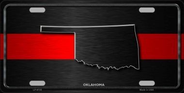 Oklahoma Thin Red Line Metal License Plate | eBay
