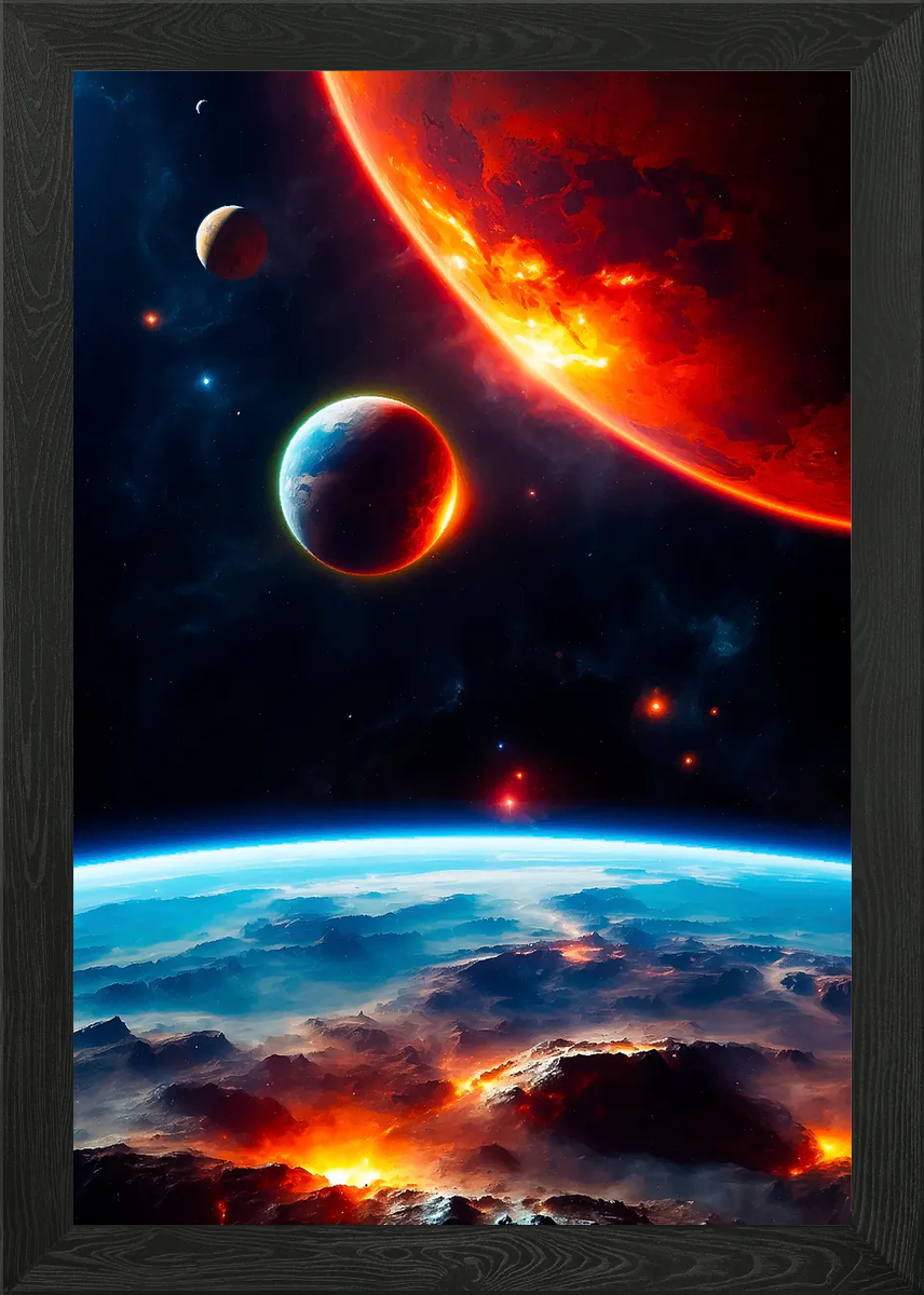 Fire Planet Framed Wall Art Poster Canvas Print Picture | eBay UK