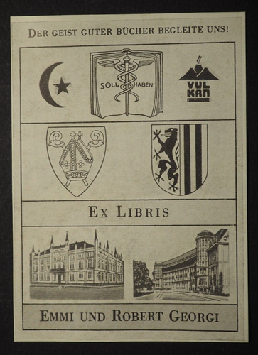 Allemagne EX-LIBRIS XIXe - EMMI UND ROBERT GEORGI + SOLL HABEN + VULKAN. 11 x 8 | eBay
