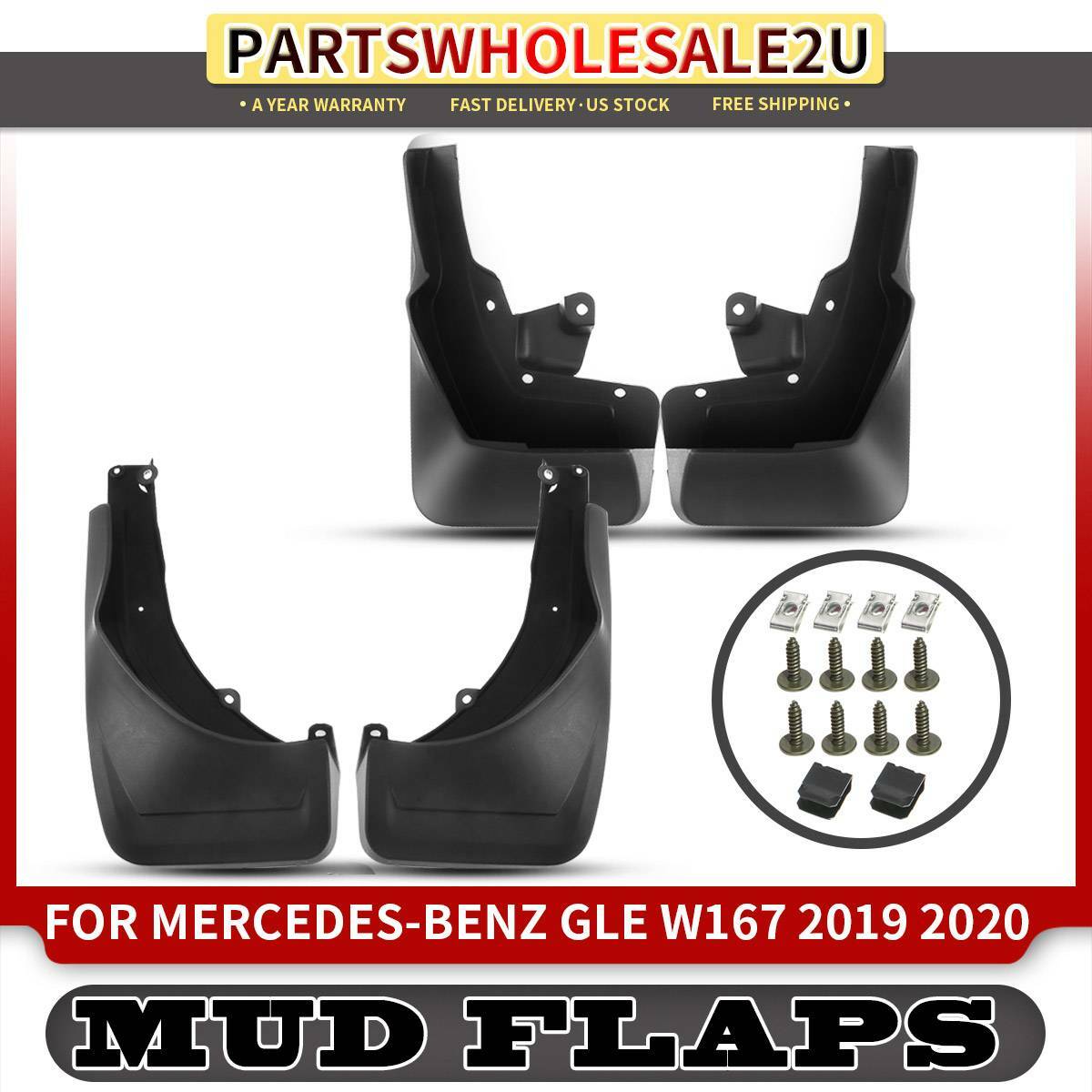 4x Front & Rear Mud Flap Splash Guards for Benz W167 GLE350 GLE400 ...