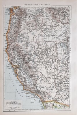 1895 ANTIQUE MAP WESTERN UNITED STATES NEVADA CALIFORNIA OREGON | eBay ...