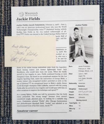 Jackie Fields signed Boxing 3 x 5 index card 1908-1987 Pro & 1924 Olympic Champ | eBay