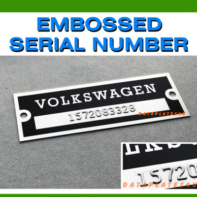 VOLKSWAGEN DATA TAG VW BUS TYPE 1 2 CLASSIC BEETLE CAR KUBELWAGEN PLATE ...