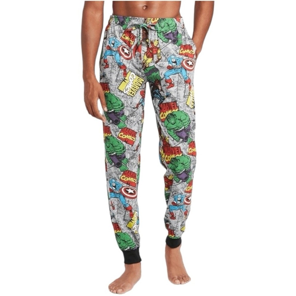 Marvel Men’s Size M Gray Retro Super Heroes Comic Book Hulk Lounge PJ ...