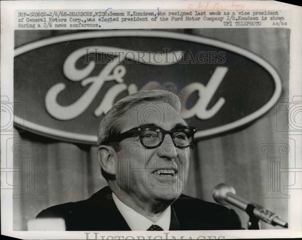 1968 Press Photo Semon Knudsen elected Ford Motor Co. president ...