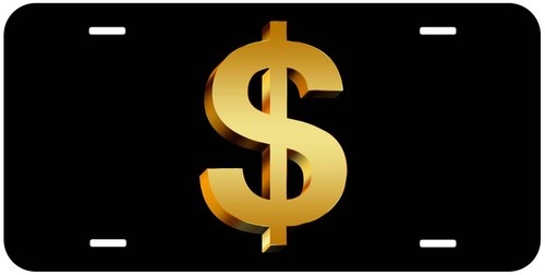 Dollar Sign Novelty Car Tag Auto Black License Plate | eBay