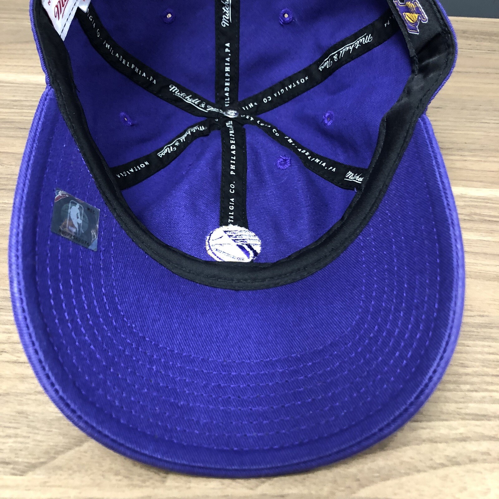 Los Angeles Lakers Basketball Logo Purple Mitchell Ness Strap Back Hat ...