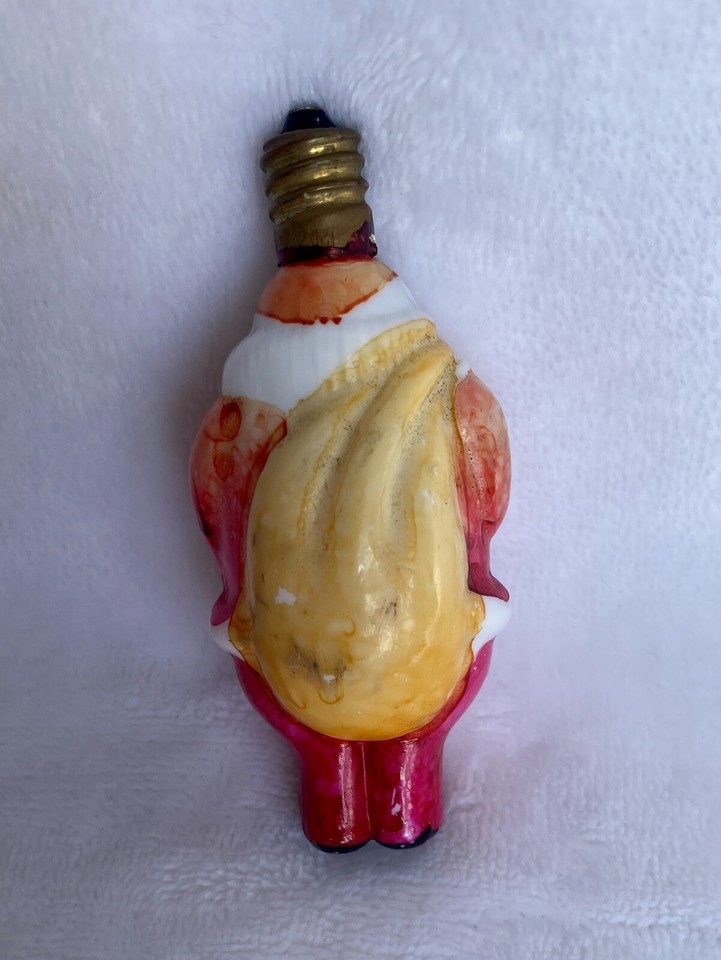 Vintage Christmas German Santa Figural Milk Glass Cold Paint Light Bulb ...