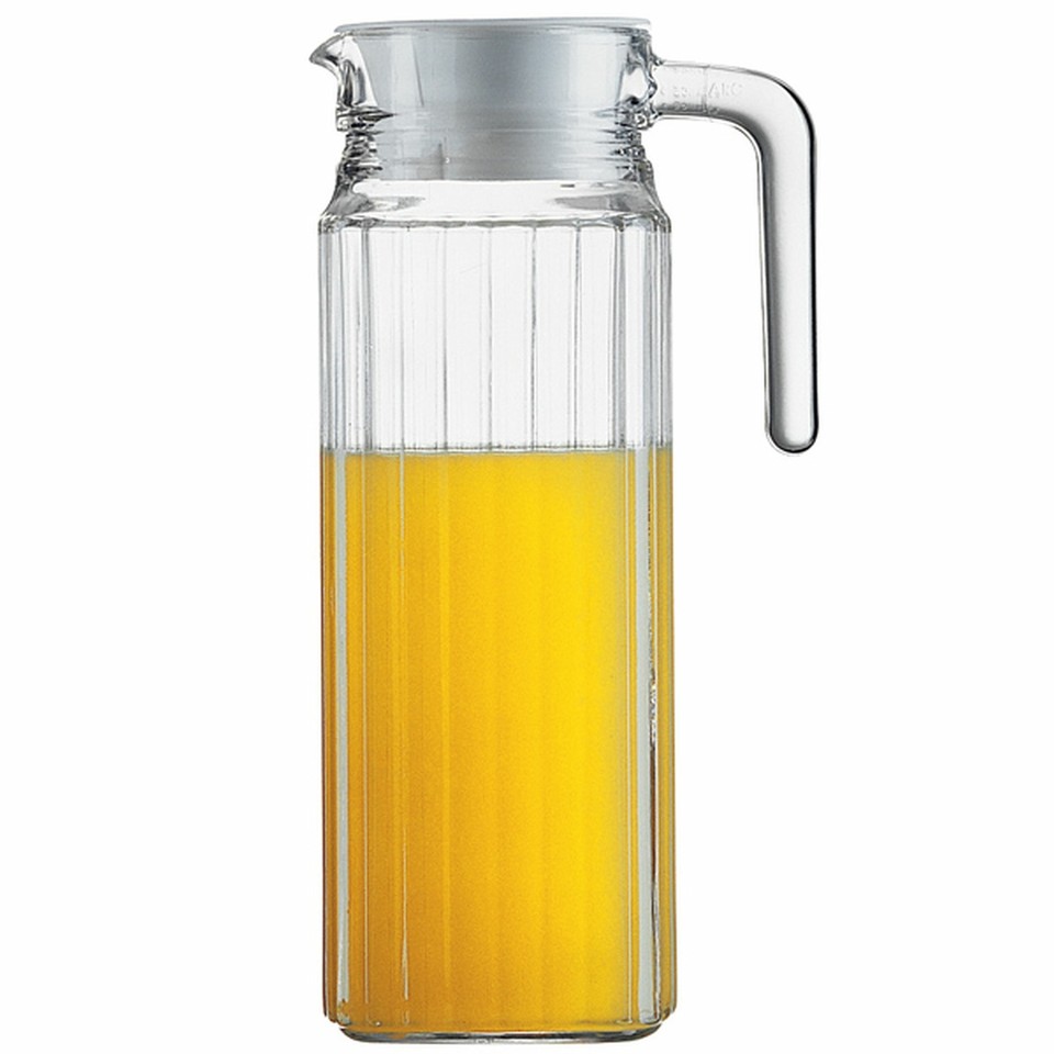 2 Slim Glass Fridge Jug 1L Door Jug Easy Pour Non Spill Milk Water ...
