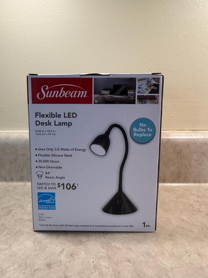 Sunbeam Flexible Neck LED Desk Lamp - Black | eBay