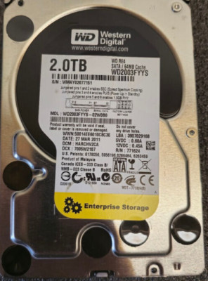 Western Digital wd2003fyys RE4 2.0 TB Festplatte 3,5" SATAII 7200rpm ...