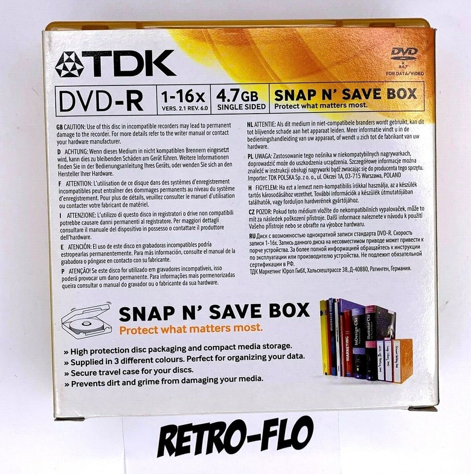 TDK - DVD-R 1-16x 4.7GB - 10 Colour Discs - Snap N Save Box - NEW | eBay