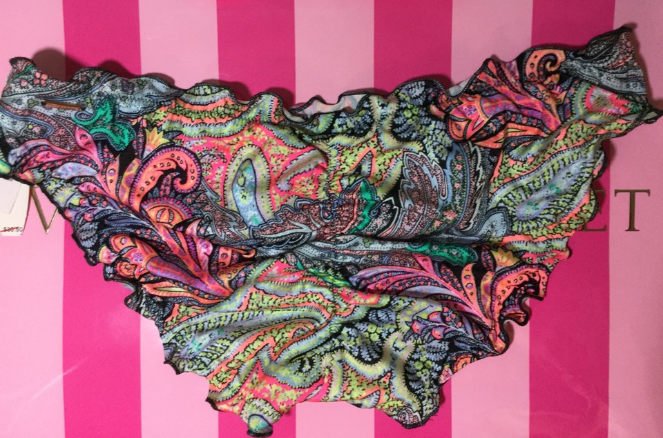 NWT Victorias Secret The Ruffled Cheeky Ruched Back Bikini Bottom Multi ...