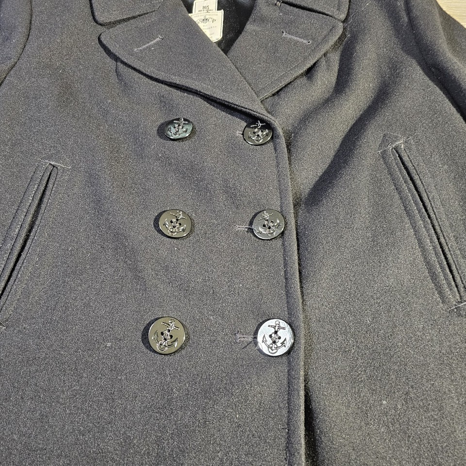 DSCP Sterlingwear Heavy Peacoat Womens 16S Black Wool Coat Military ...