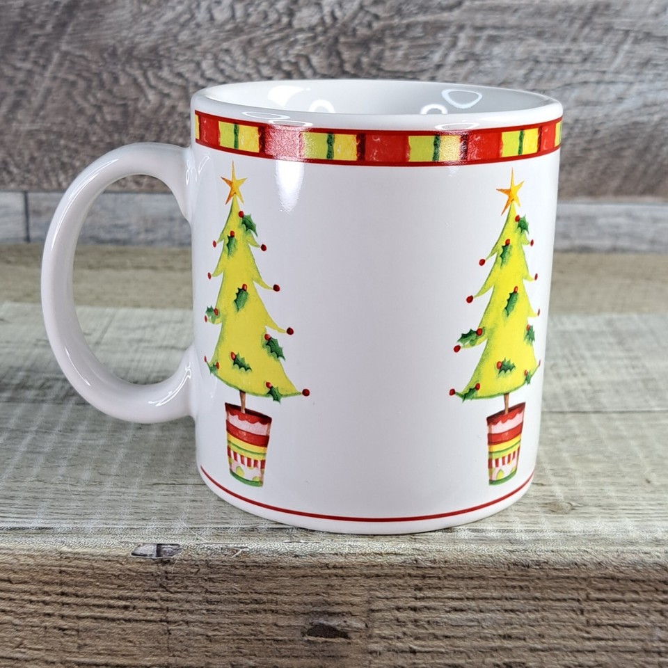 Oneida Christmas Jubilee Mug Cup Tree Red Yellow Green | eBay