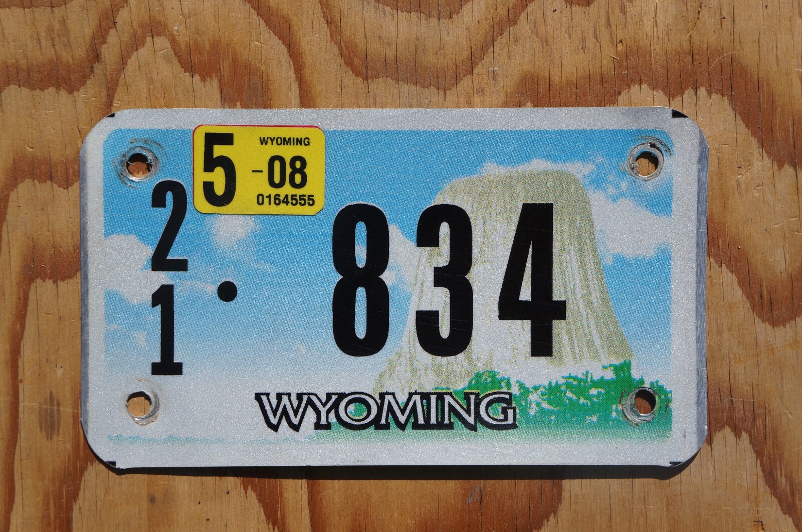 2008 Wyoming MOTORCYCLE License Plate # 21 - 834 | eBay