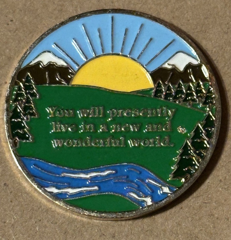 Winding River Rising Sun Gold Plated AA Recovery 34 Years Medallion ...