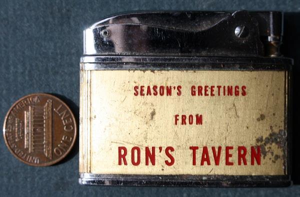 1960s Era Ron's Tavern Season's Greetings Noble cigarette lighter ...