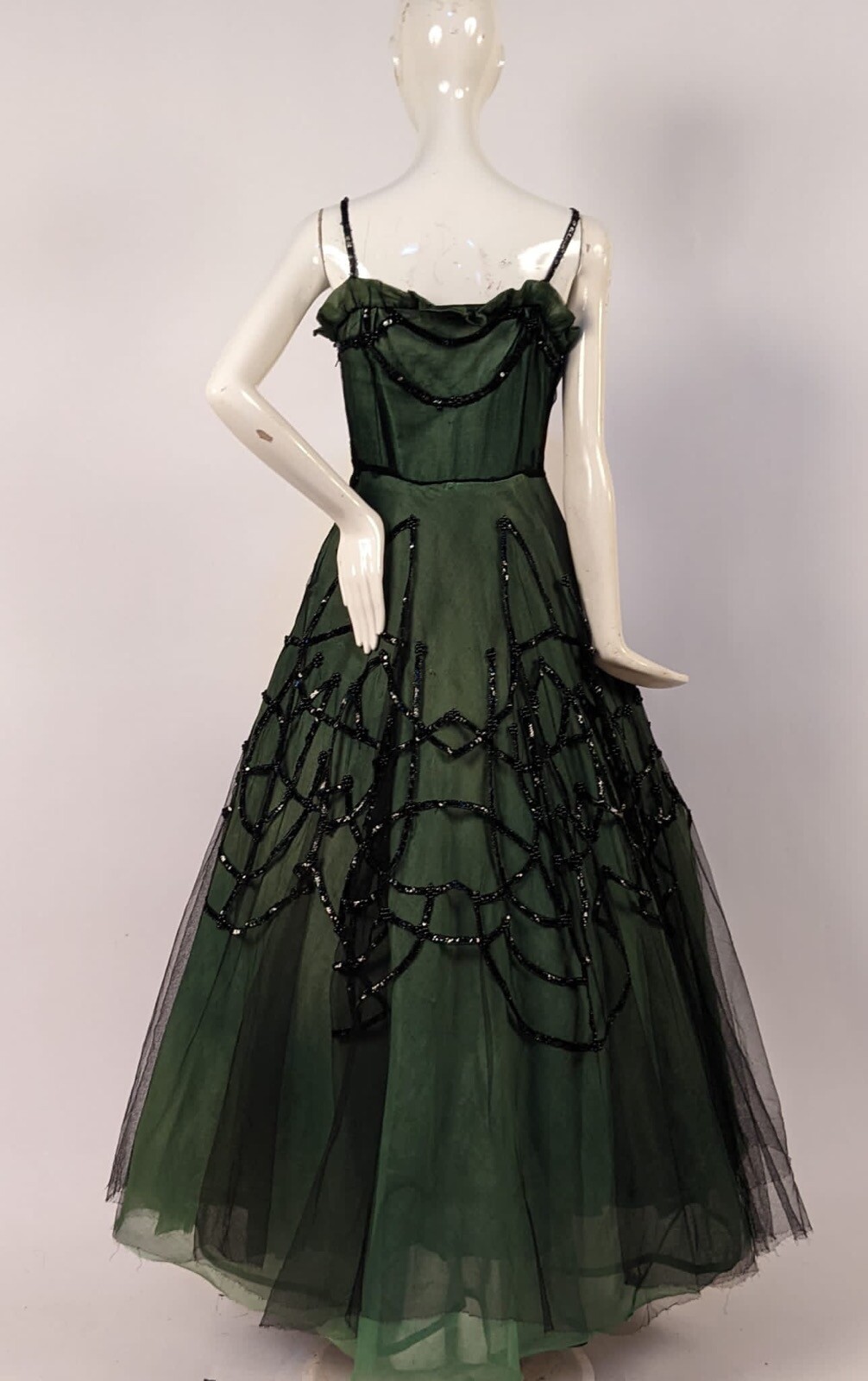 1940’S HATTIE CARNEGIE BLACK JET ON NET BALL GOWN DRESS W SEQUINS | eBay