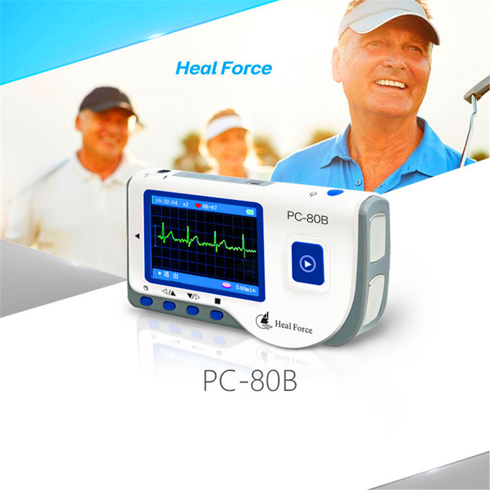 80B Handheld Easy EKG ECG Portable Heart Monitor+ECG Cable Continuous ...