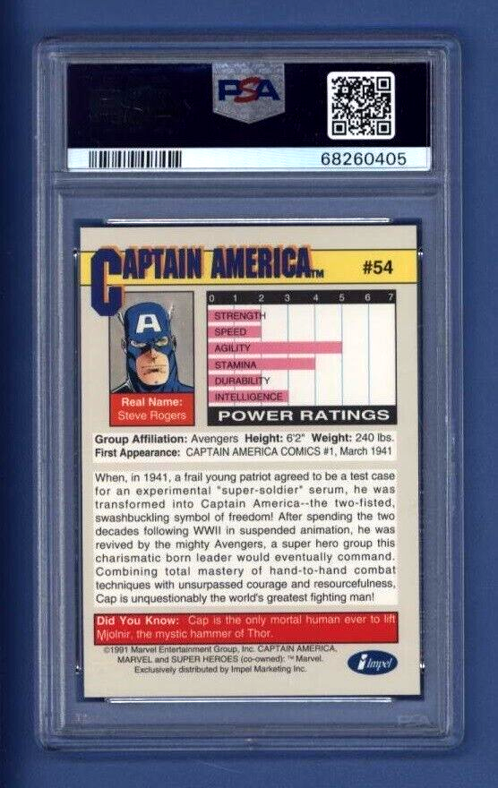 1991 Marvel Universe #54 CAPTAIN AMERICA PSA 9 MINT SUPER HEROES | eBay